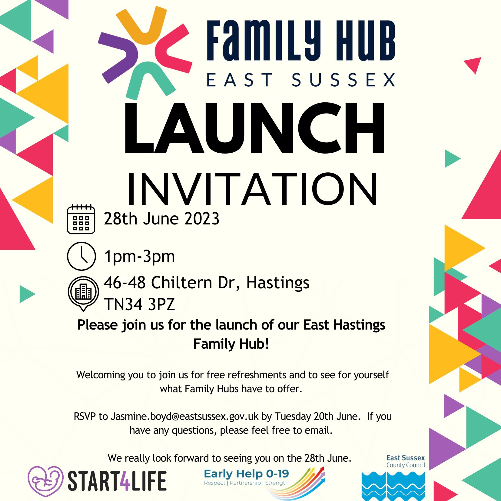 Invite to launch of Family Hub East Sussex – Sedlescombe House Surgery